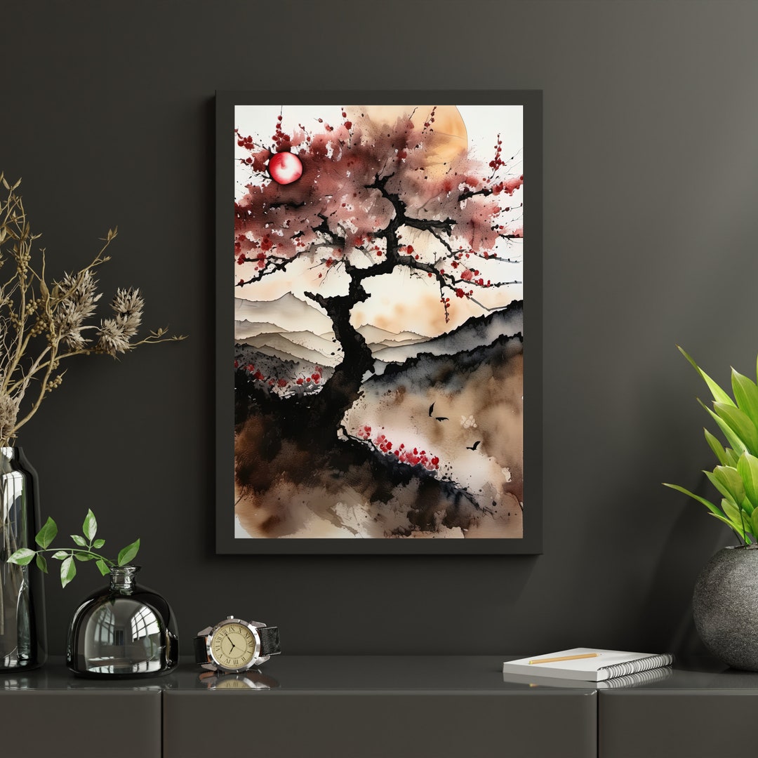 Cherry Tree Watercolor Painting 8 Downloadable JPEG Wall Art Print - Etsy