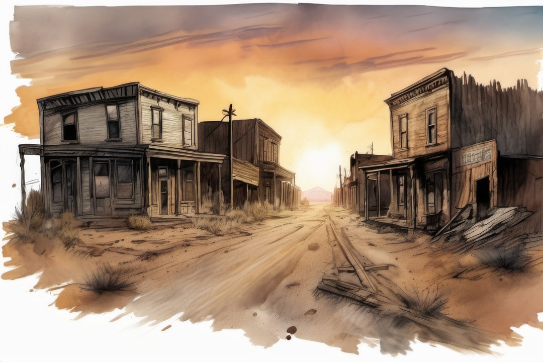 Ghost Town Watercolor Painting 5 | Western Wall Art | Digital Download ...