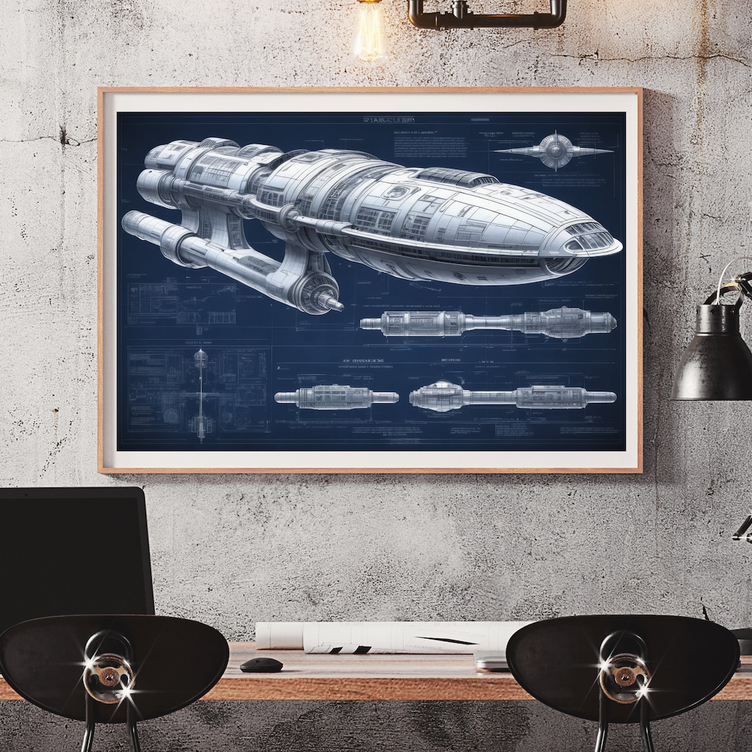 Starship Blueprint 5 Downloadable JPEG Wall Art Print - Etsy
