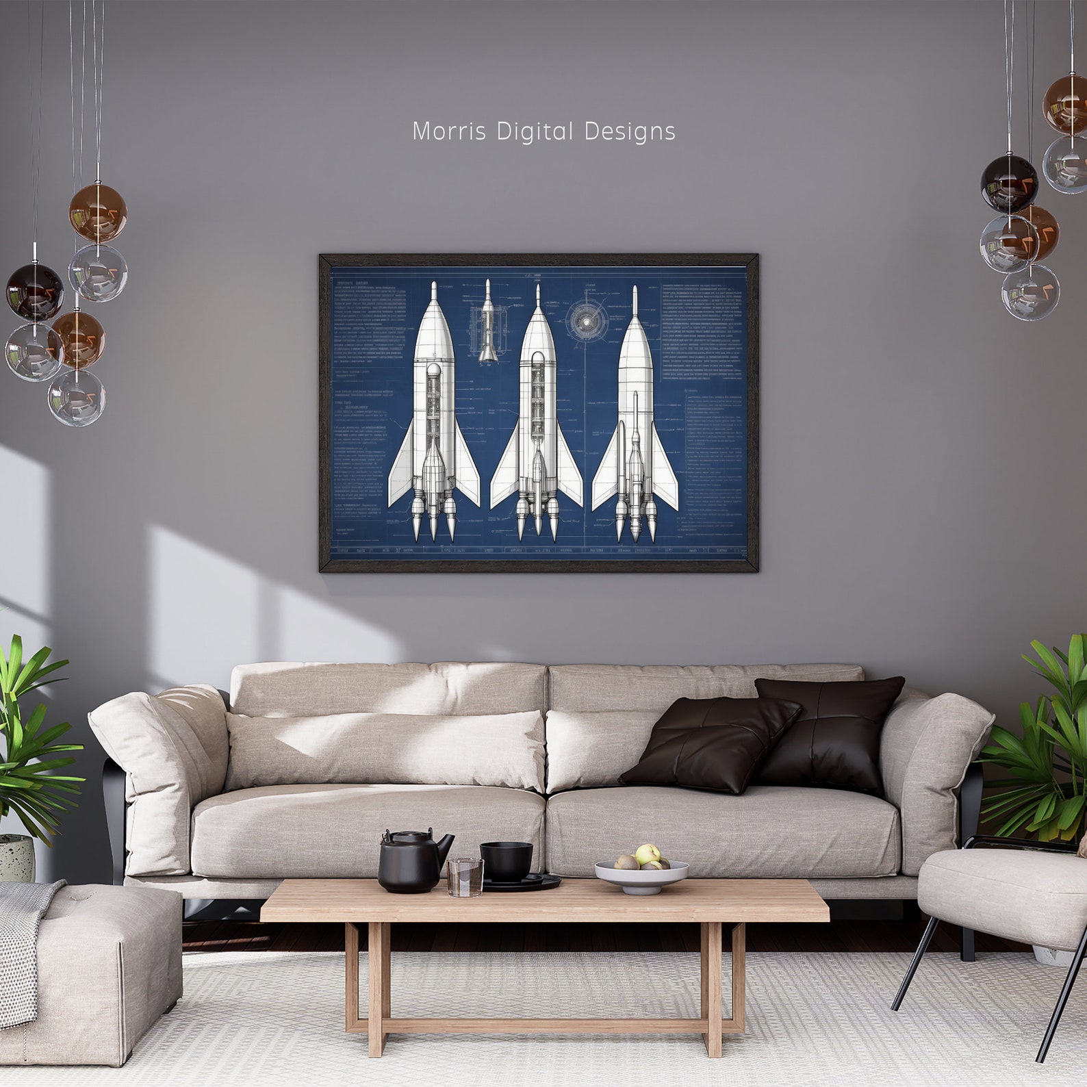 Rocketship Blueprint 2 | Downloadable JPEG Wall Art Print - Etsy