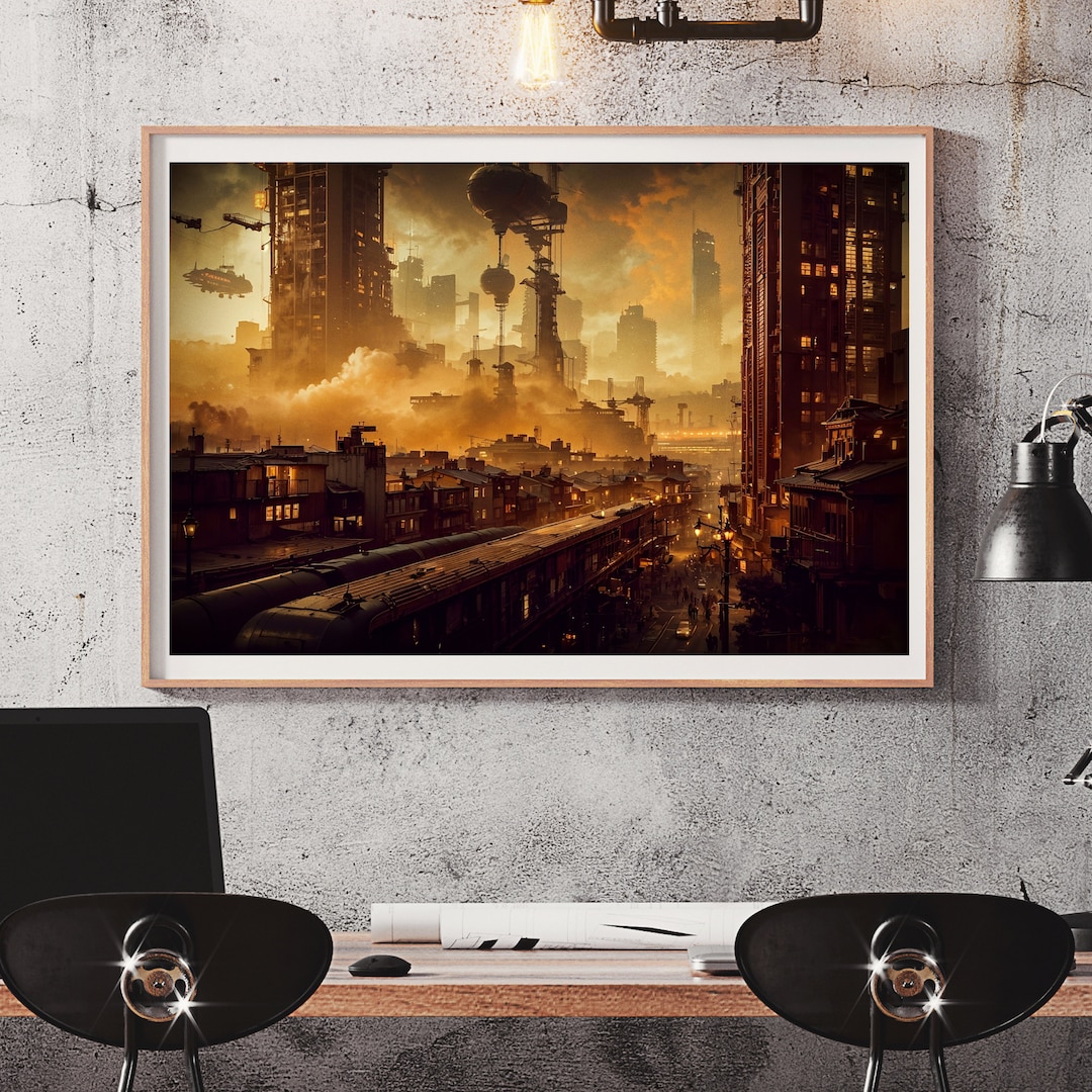 Steam City 9 Steampunk Wall Art Downloadable JPEG Wall Art Print - Etsy