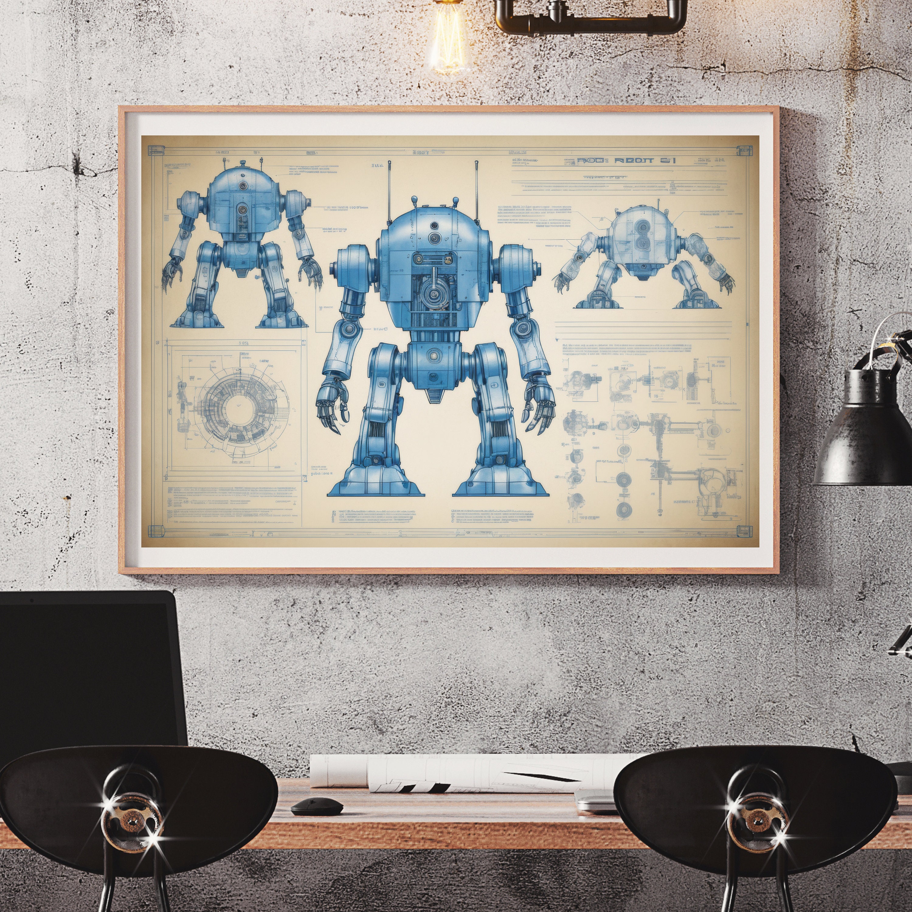 Robomech Blueprint 2 | Downloadable JPEG Wall Art Print - Etsy