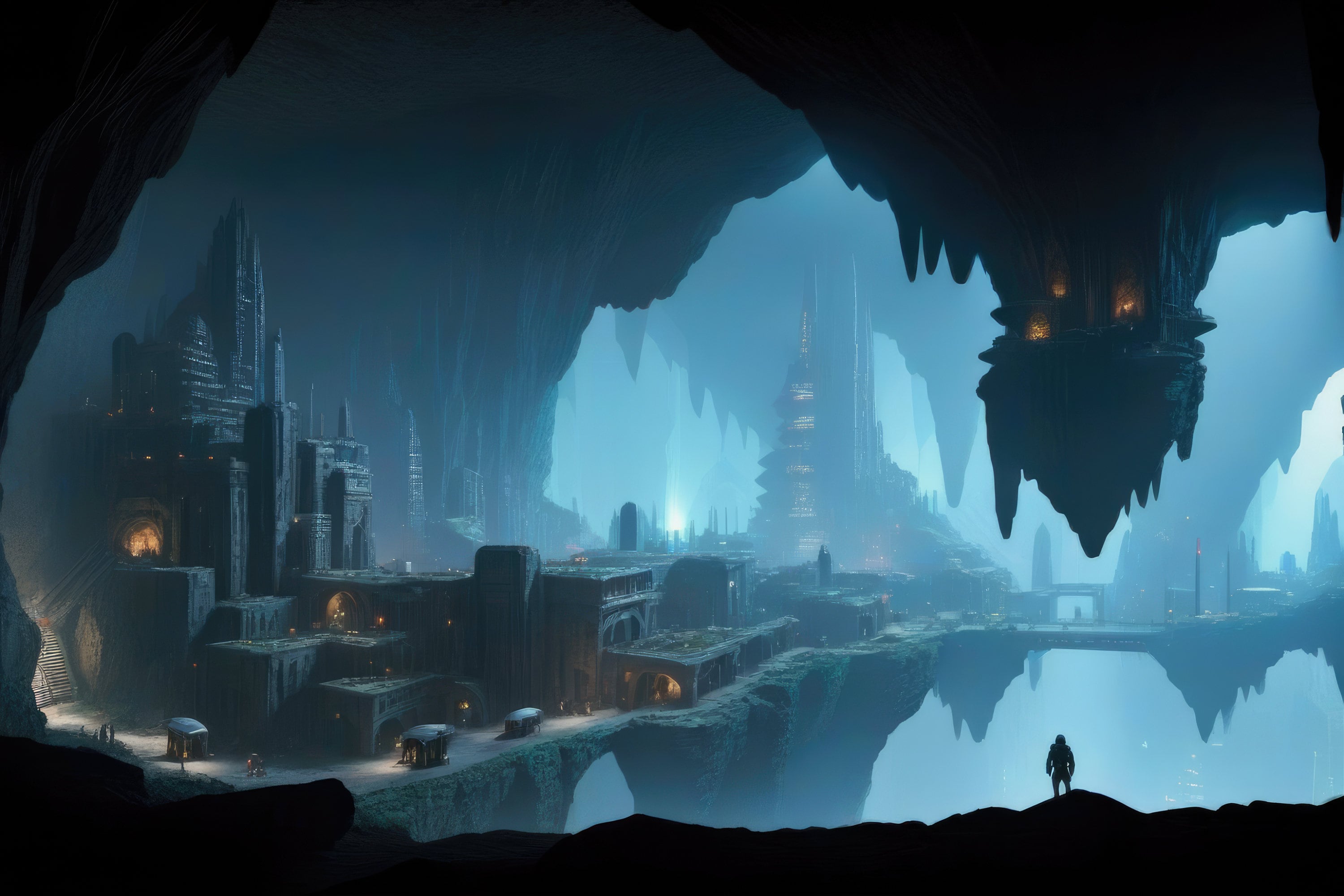 Cave City 19 | Sci-fi Digital Art | Downloadable JPEG Wall Art Print - Etsy