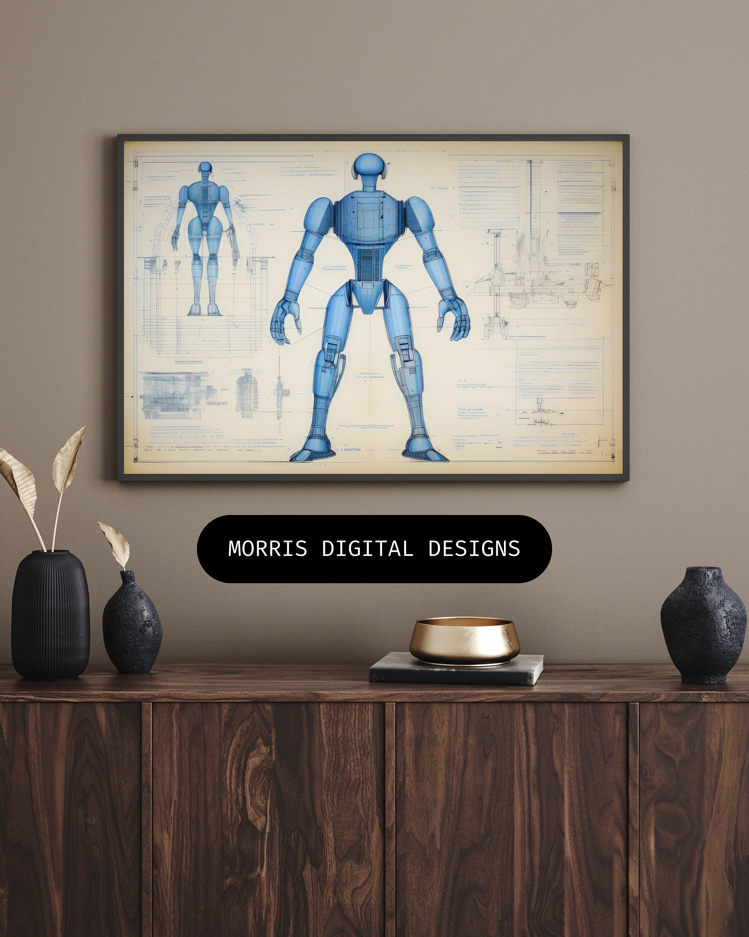 Robot Blueprint 3 Downloadable JPEG Wall Art Print - Etsy