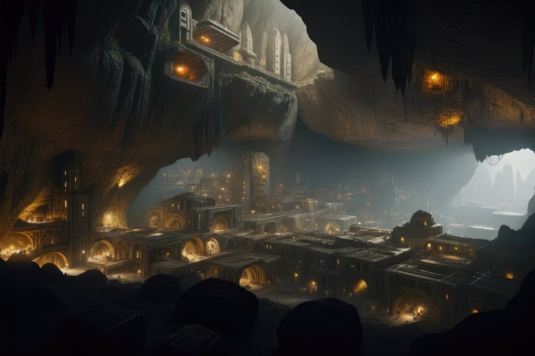 Cave City 8 | Sci-fi Digital Art | Downloadable JPEG Wall Art Print - Etsy