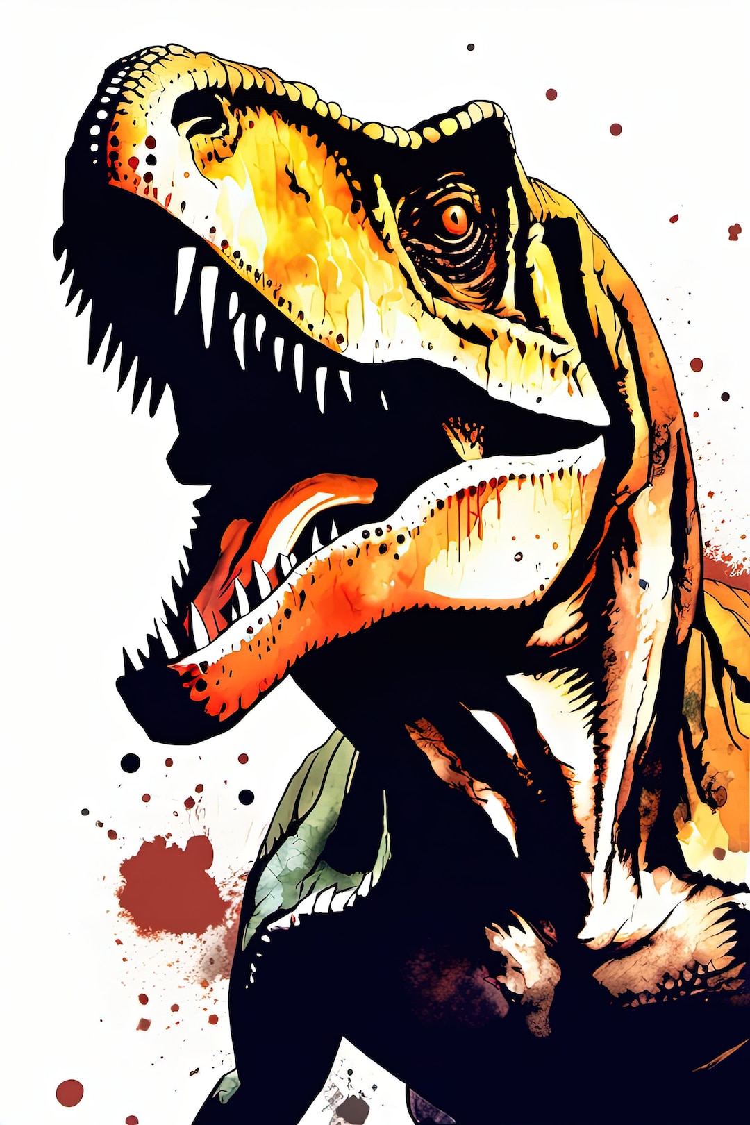 Watercolor T-rex Painting 1 | Downloadable JPEG Wall Art Print - Etsy