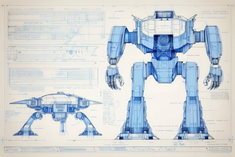 Robomech Blueprint 3 Downloadable JPEG Wall Art Print - Etsy
