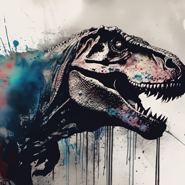 T Rex Painting - Etsy