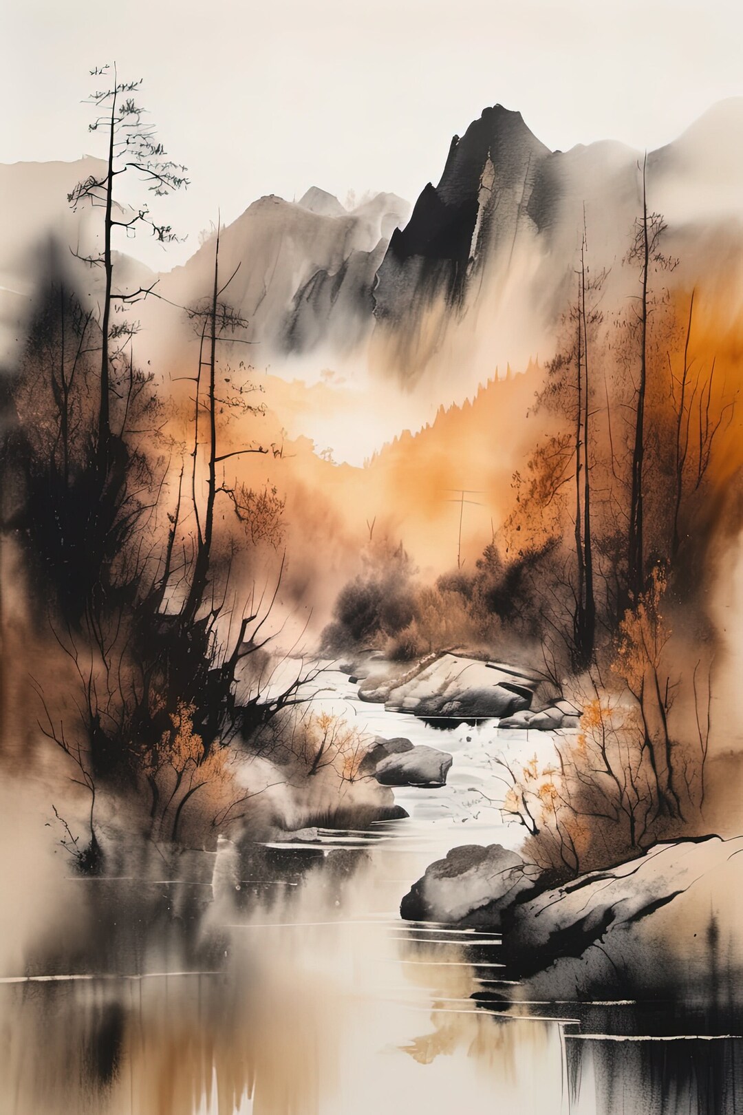 Watercolor Forest Landscape Painting 19 | Downloadable JPEG Wall Art ...