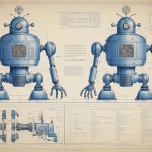 Robot Blueprint 4 | Downloadable JPEG Wall Art Print - Etsy