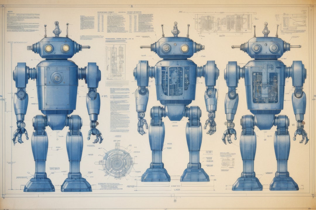 Robot Blueprint 1 | Downloadable JPEG Wall Art Print - Etsy