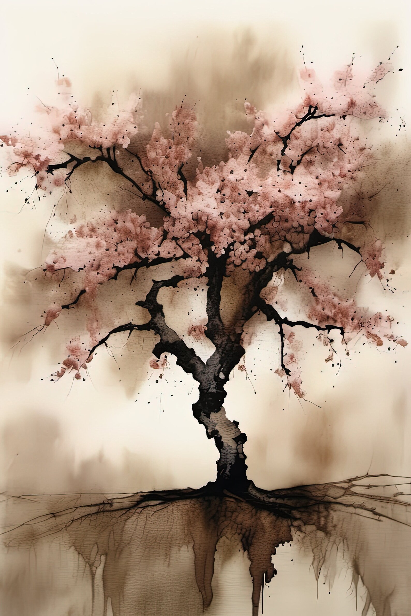 Cherry Tree Watercolor Painting 12 | Downloadable JPEG Wall Art Print ...