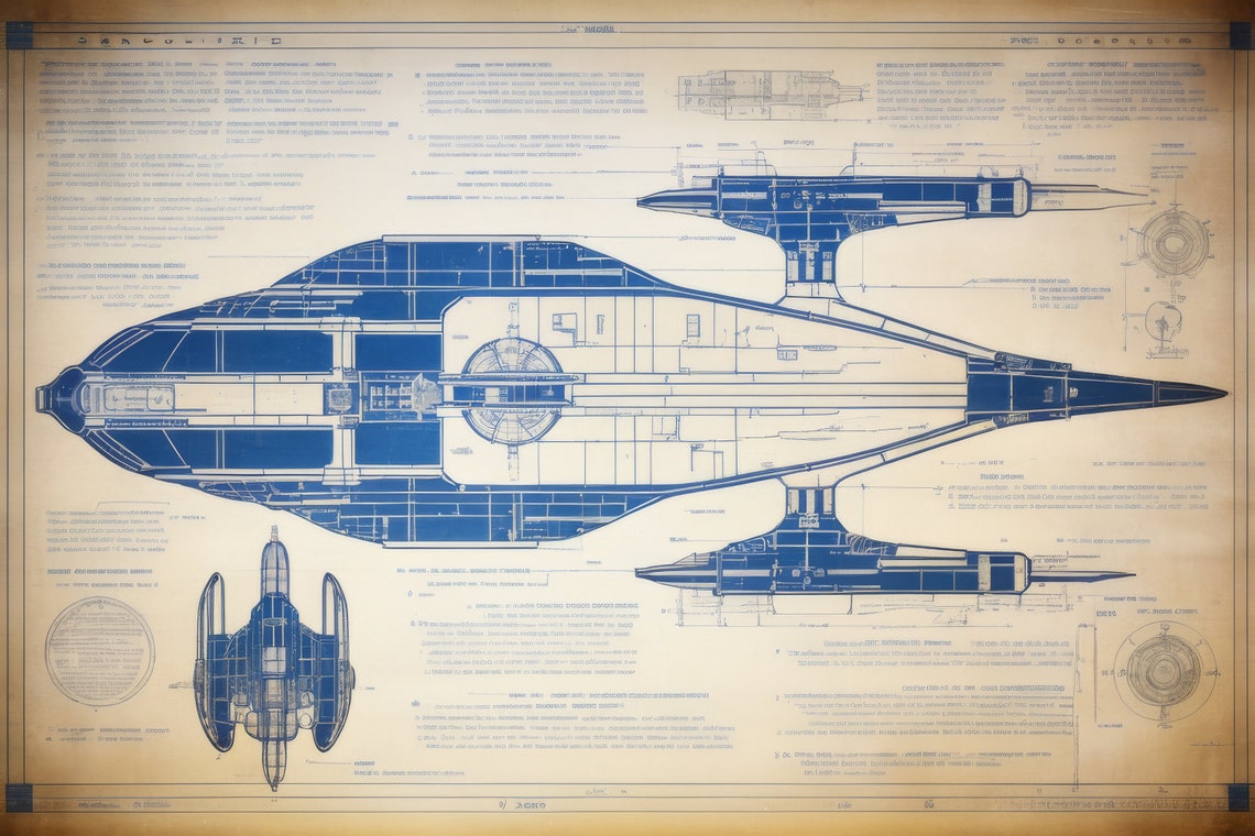 Starship Blueprint 4 | Downloadable JPEG Wall Art Print - Etsy