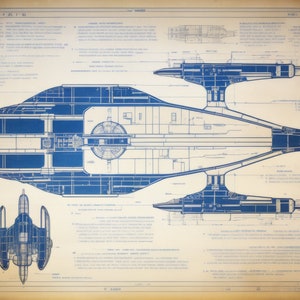 Starship Blueprint 4 | Downloadable JPEG Wall Art Print - Etsy