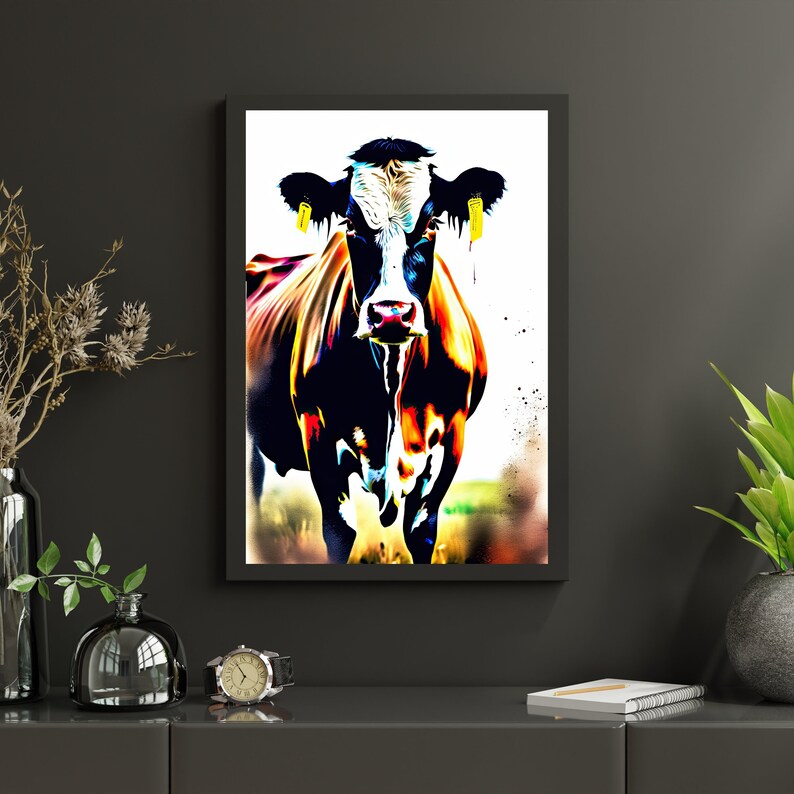 Watercolor Dairy Cow Painting 2 | Downloadable JPEG | Printable Wall ...
