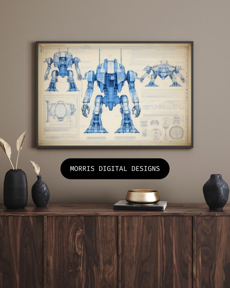 Robomech Blueprint 2 Downloadable JPEG Wall Art Print - Etsy