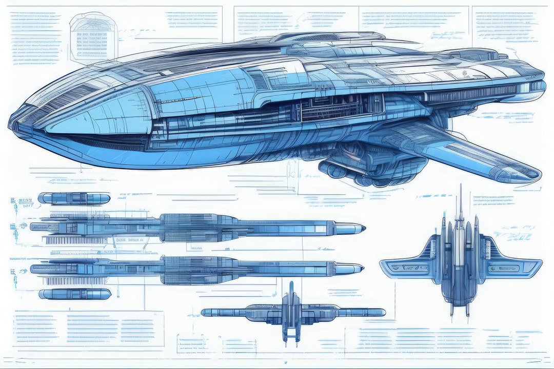 Starship Blueprint 1 Downloadable JPEG Wall Art Print - Etsy
