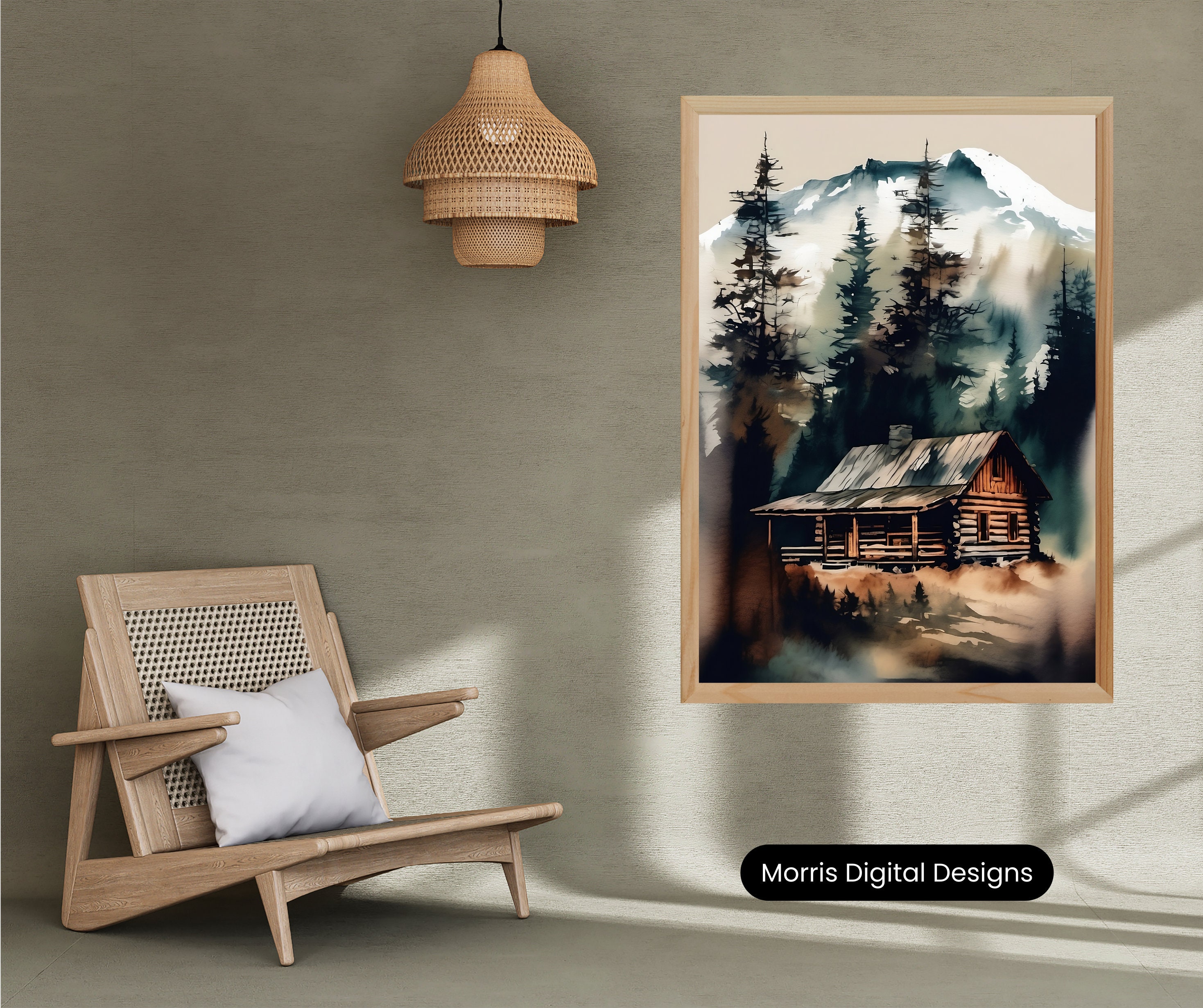 Watercolor Log Cabin Painting 1 | Downloadable JPEG Wall Art Print - Etsy