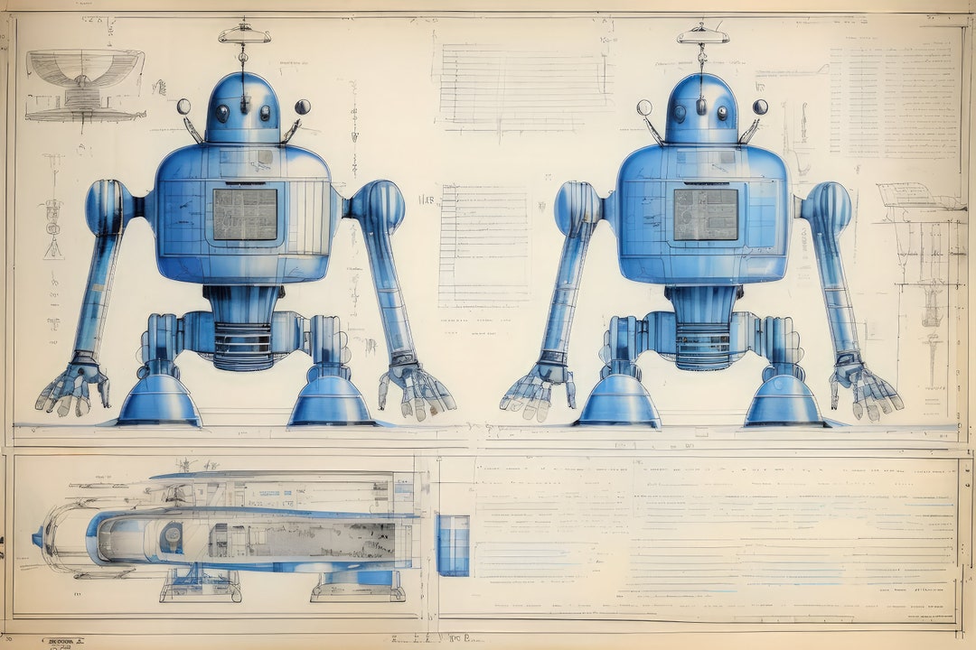 Robot Blueprint 4 Downloadable JPEG Wall Art Print - Etsy
