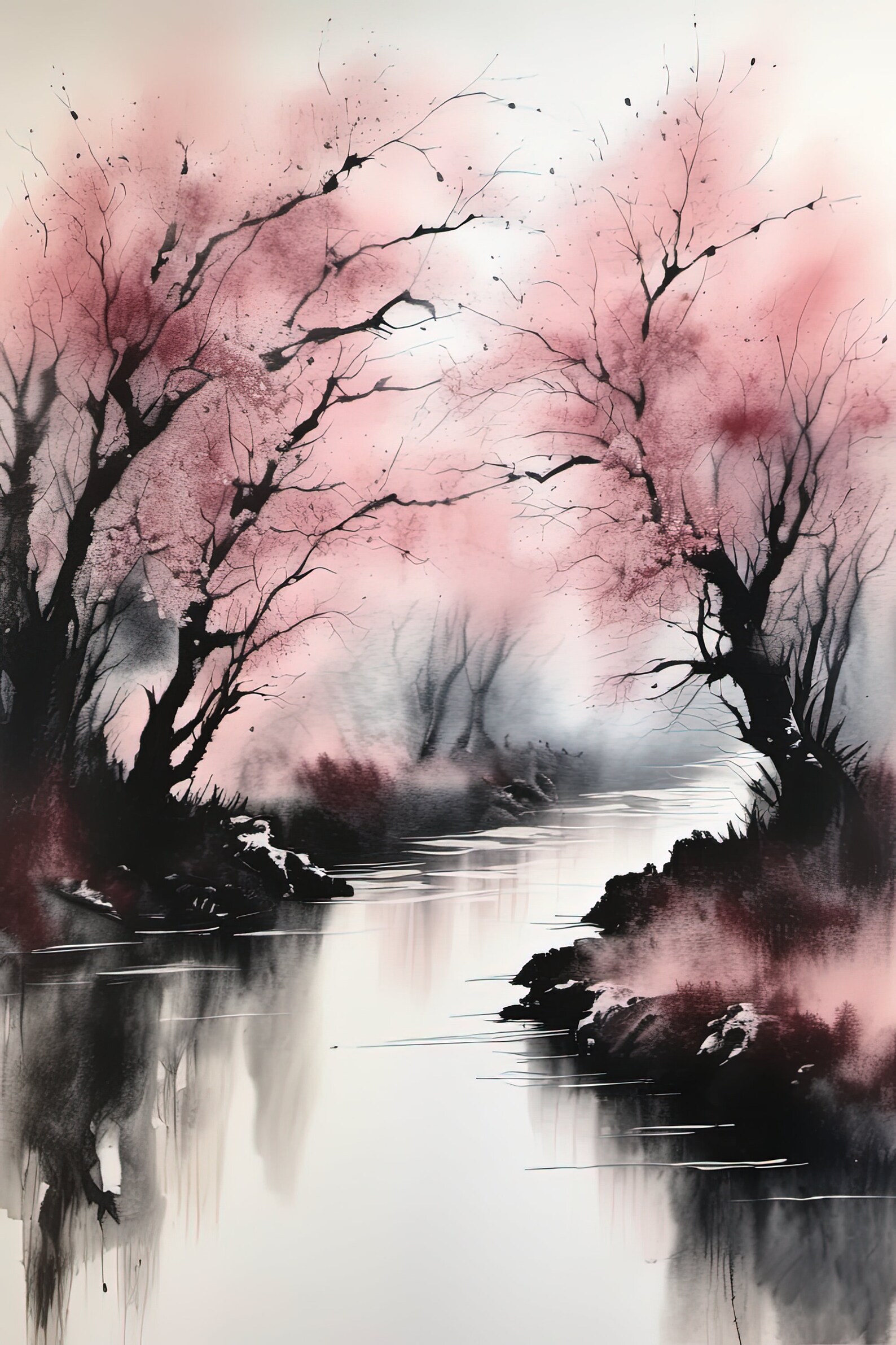 Cherry Tree Watercolor Painting 10 | Downloadable JPEG Wall Art Print ...