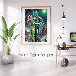 Vintage Style Sci-fi Alien Poster | Downloadable JPEG Wall Art Print ...