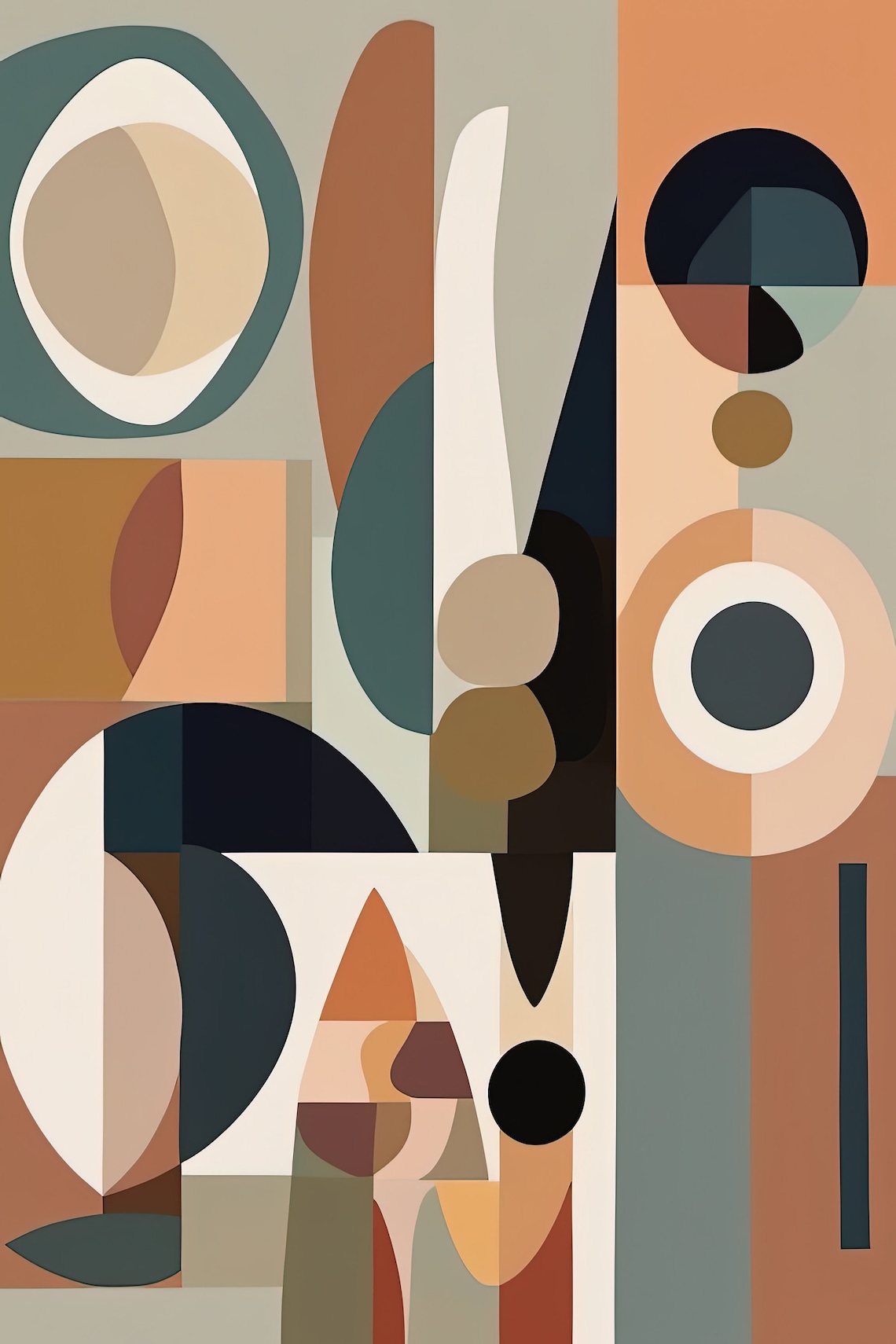 Mid-century Modern Abstract Shapes 8 Downloadable JPEG Wall Art Print ...