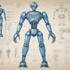 Robot Blueprint 3 | Downloadable JPEG Wall Art Print - Etsy