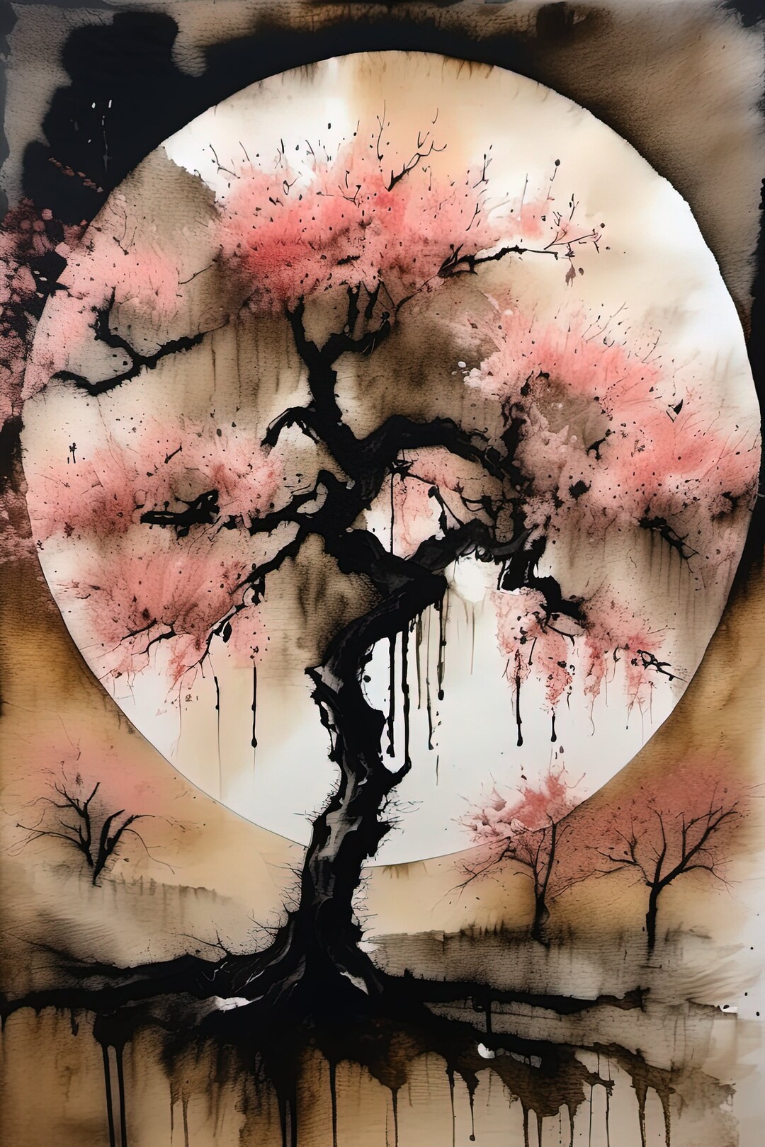 Cherry Tree Watercolor Painting 2 | Downloadable JPEG Wall Art Print - Etsy