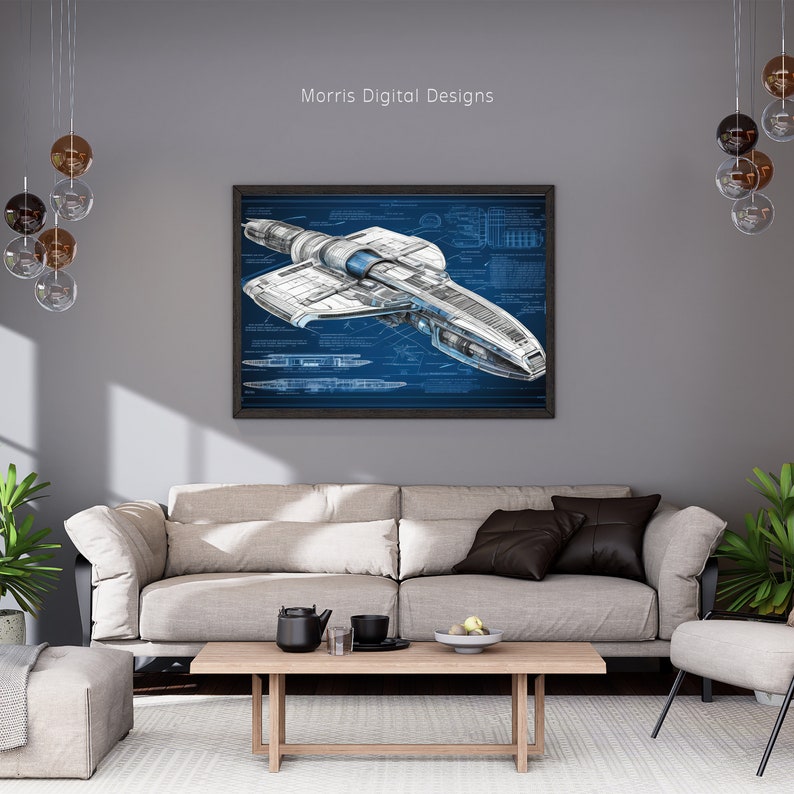 Starship Blueprint 3 Downloadable JPEG Wall Art Print - Etsy