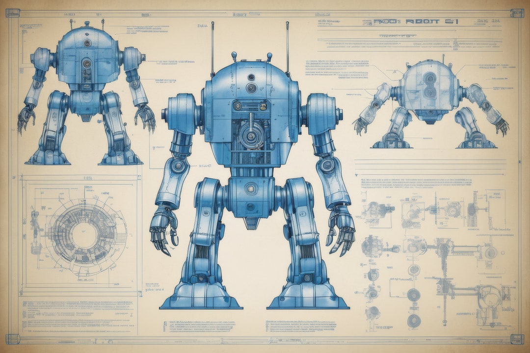Robomech Blueprint 2 | Downloadable JPEG Wall Art Print - Etsy