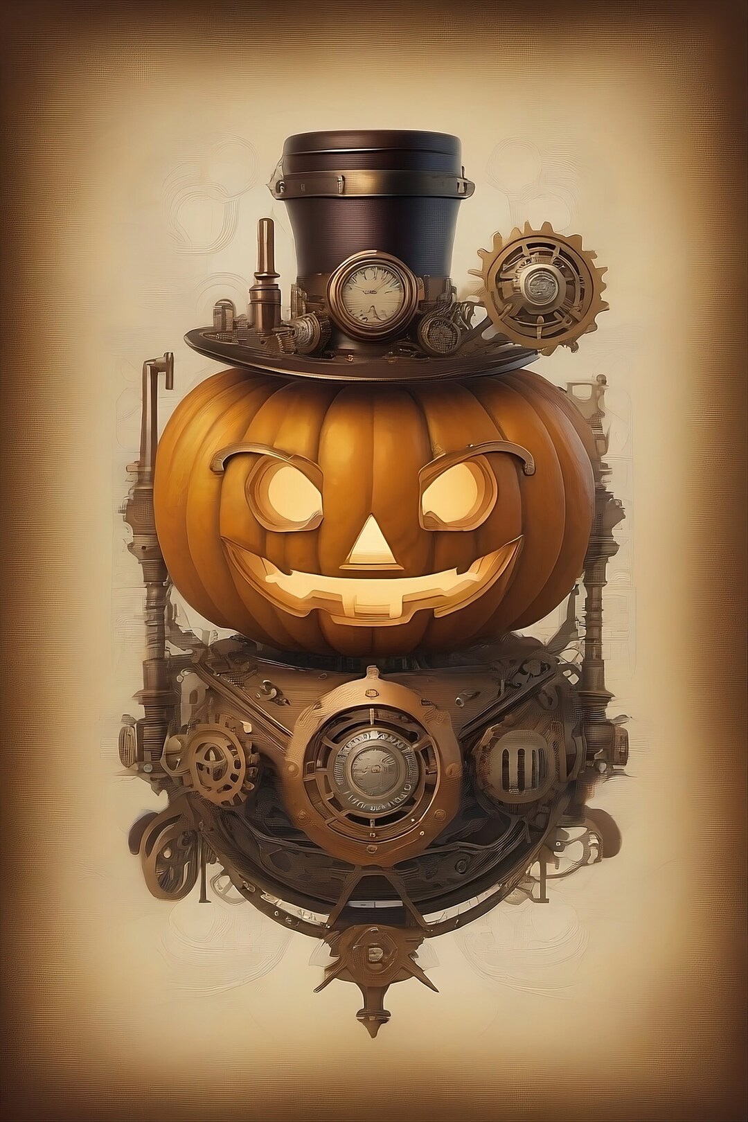 Steampunk Pumpkin Halloween Jack-o'lantern Downloadable JPEG Printable ...
