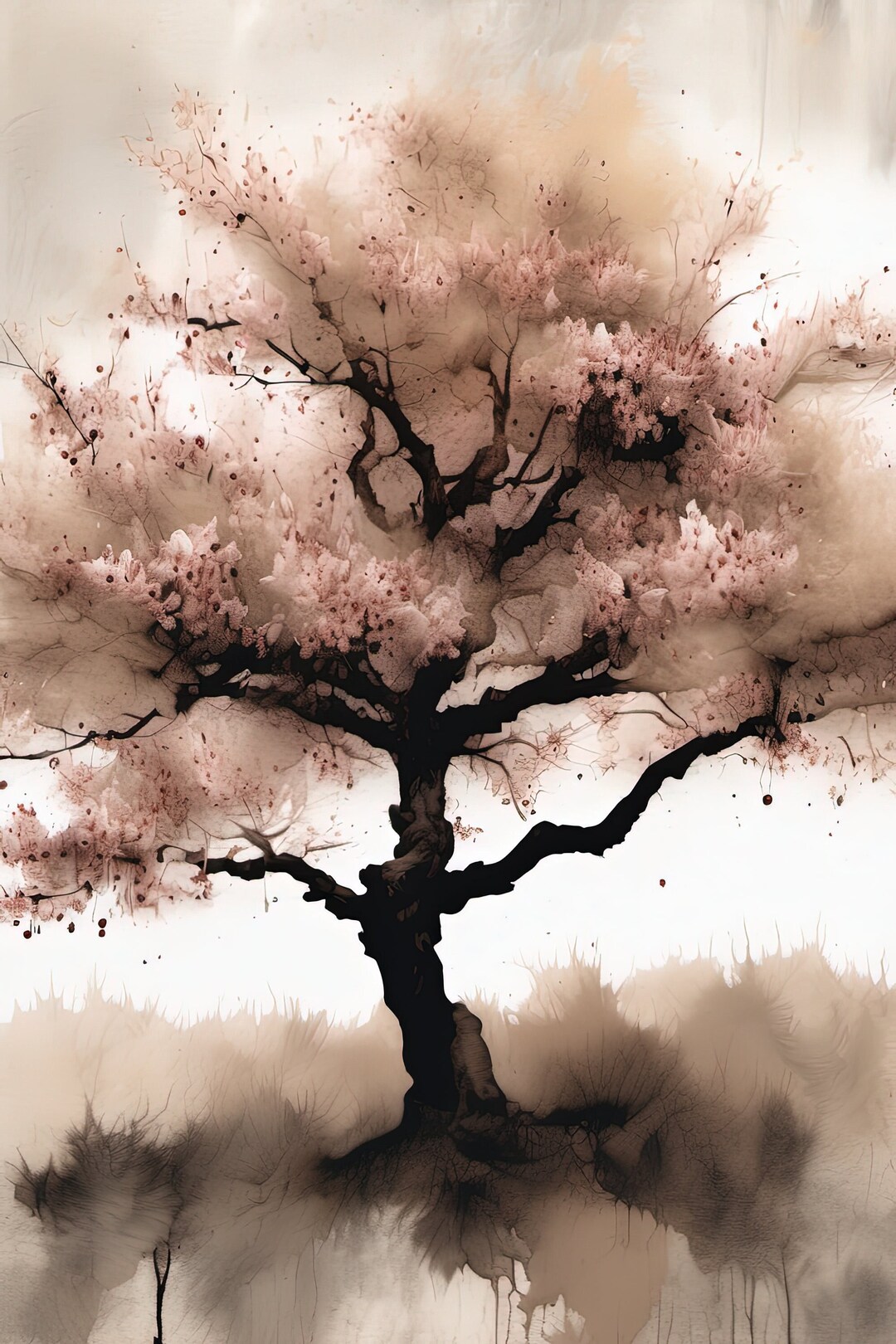 Cherry Tree Watercolor Painting 11 | Downloadable JPEG Wall Art Print ...