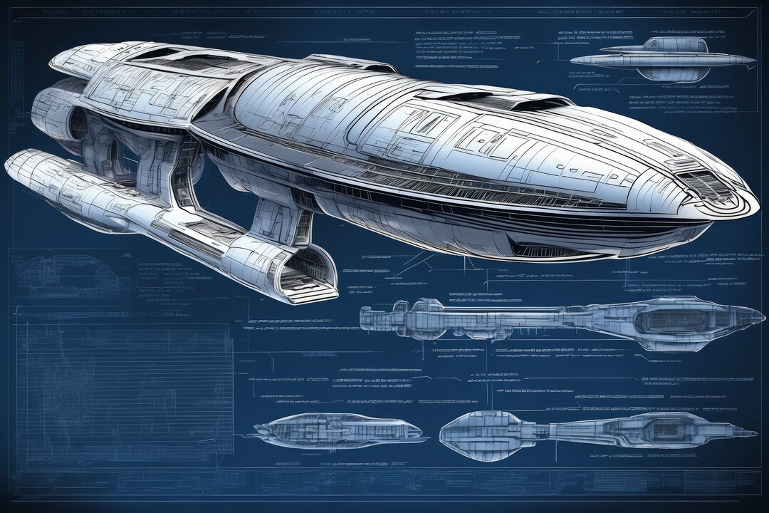 Starship Blueprint 5 Downloadable JPEG Wall Art Print - Etsy