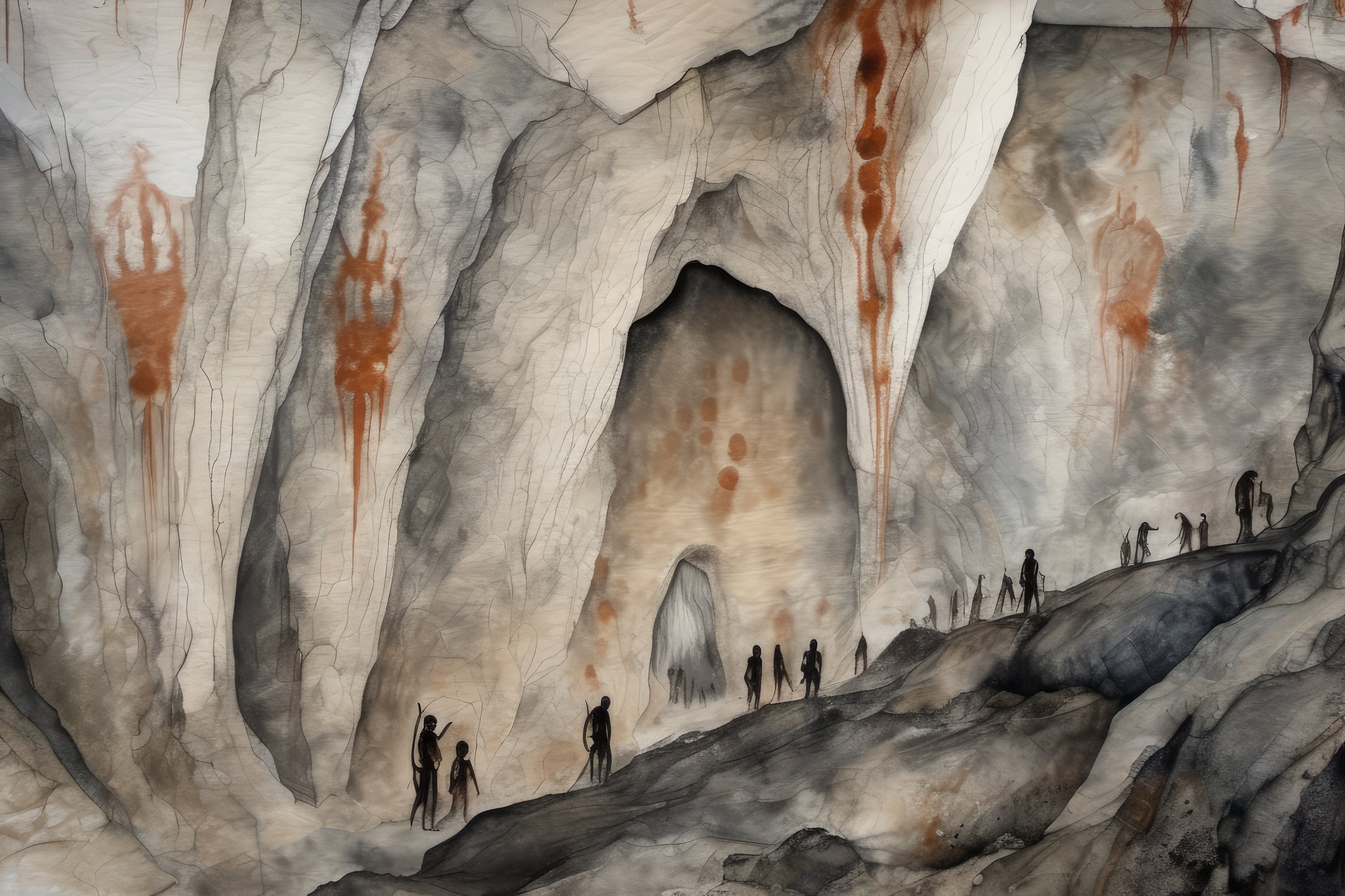 Primitive Cave Art 1 | Downloadable JPEG | Printable Wall Art Decor - Etsy