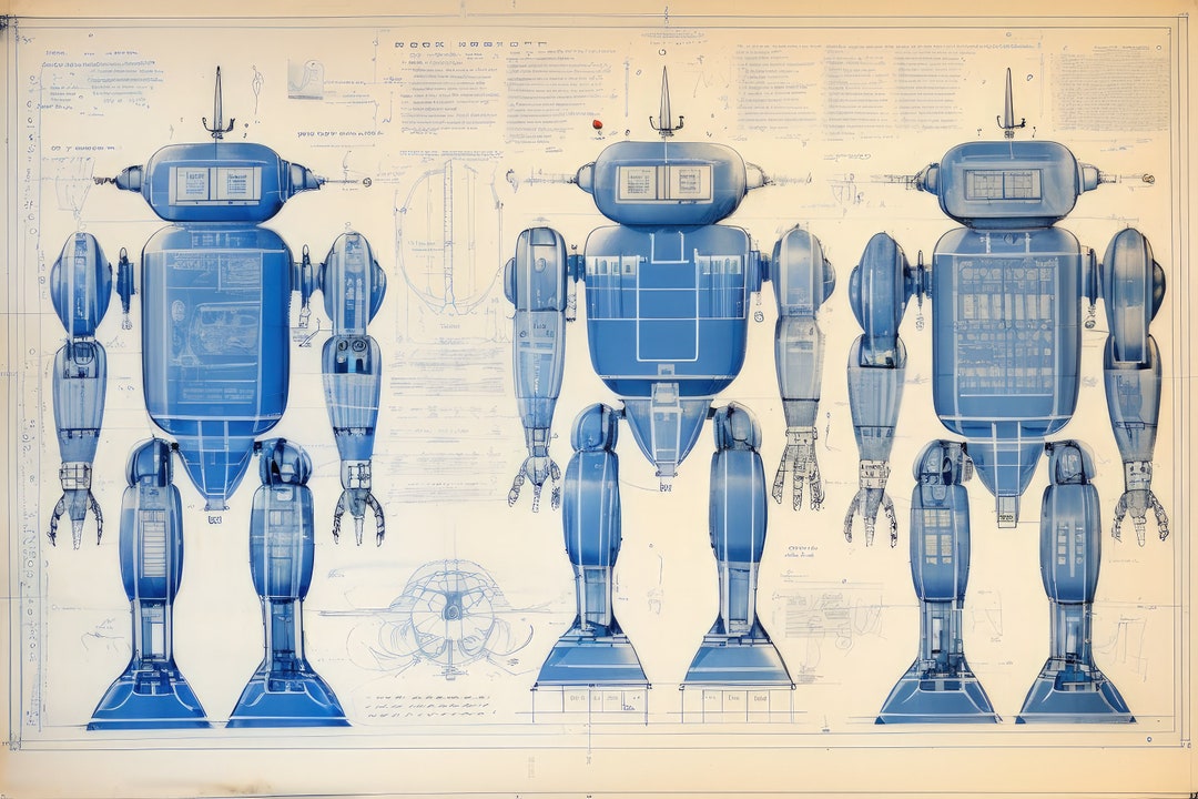 Robot Blueprint 1 Downloadable JPEG Wall Art Print - Etsy