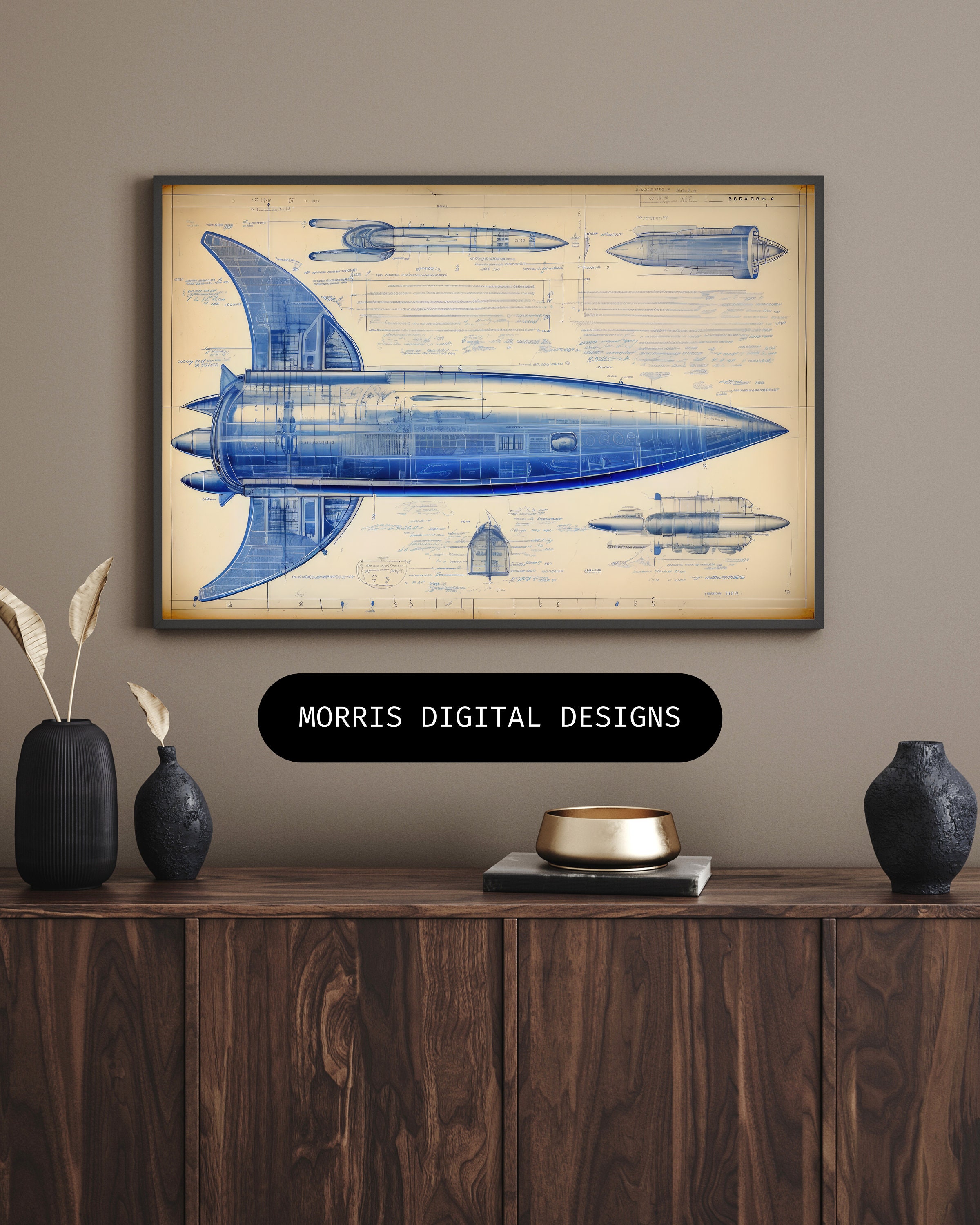 Rocketship Blueprint 1 Downloadable JPEG Wall Art Print - Etsy