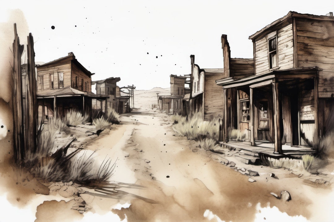 Ghost Town Watercolor Painting 3 | Western Wall Art | Digital Download ...