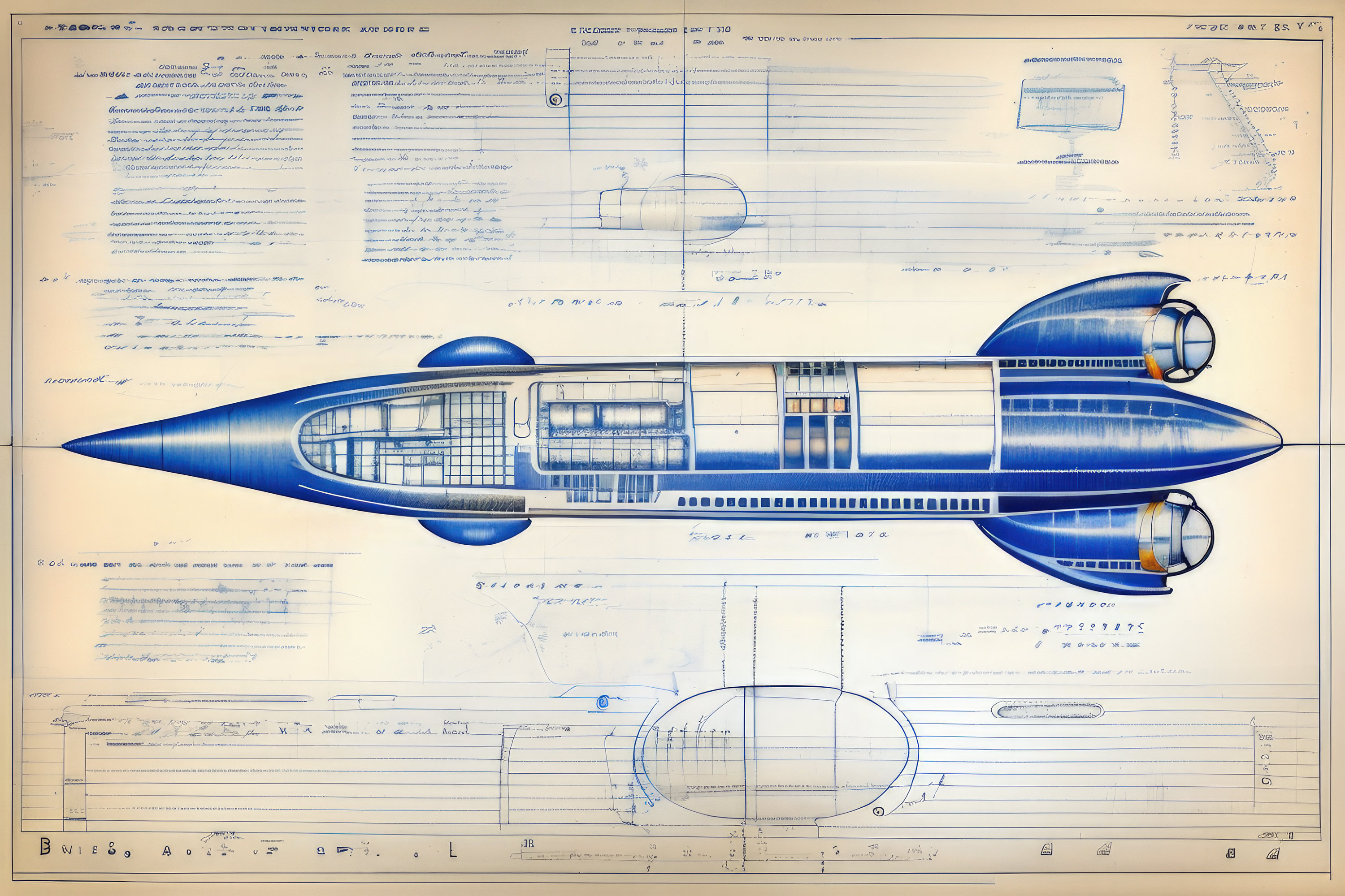 Rocketship Blueprint 3 Downloadable JPEG Wall Art Print - Etsy