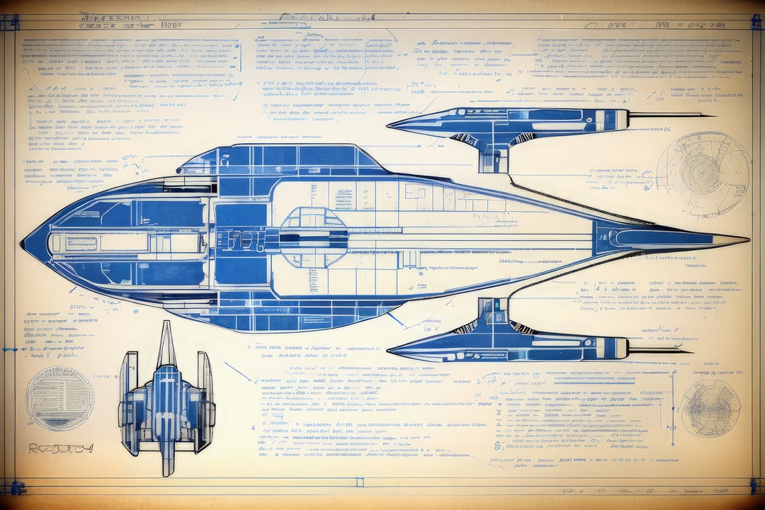 Starship Blueprint 4 Downloadable JPEG Wall Art Print - Etsy