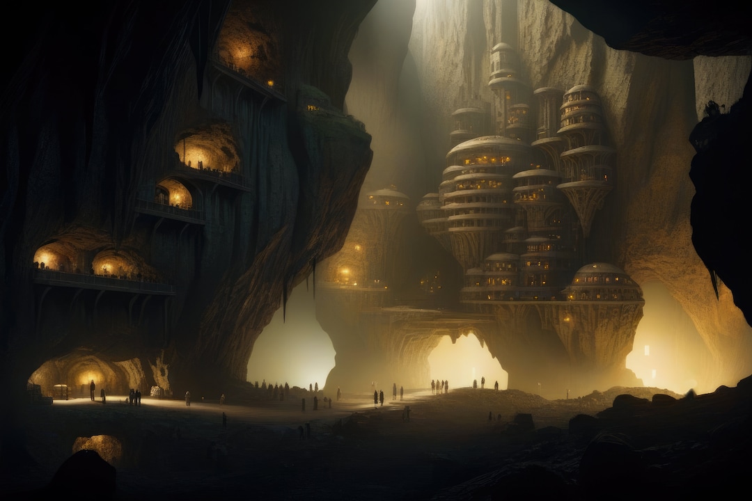 Cave City 2 | Sci-fi Digital Art | Downloadable JPEG Wall Art Print - Etsy