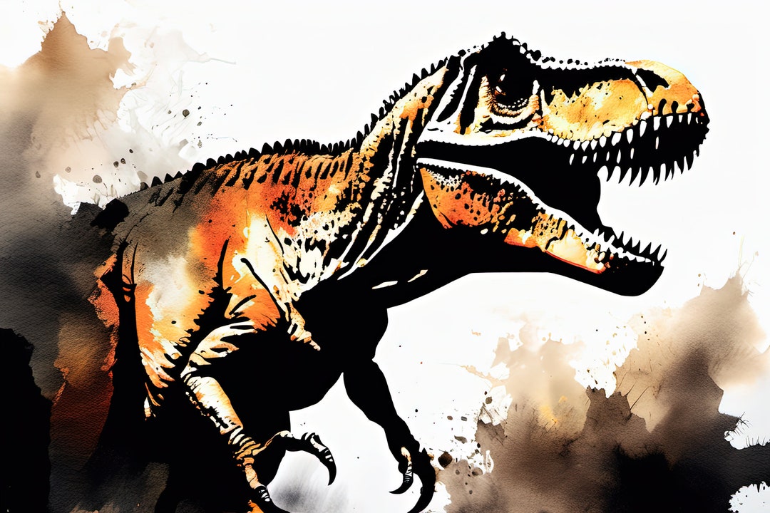 Watercolor T-rex Painting 2 | Downloadable JPEG Wall Art Print - Etsy