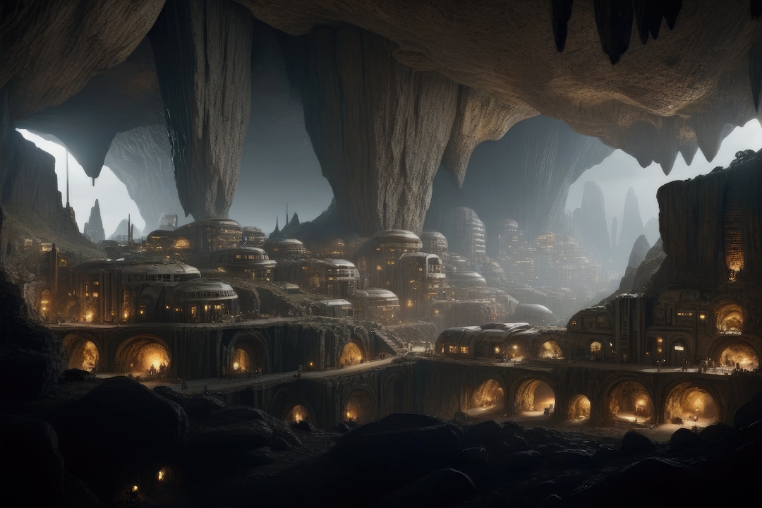 Cave City 12 | Sci-fi Digital Art | Downloadable JPEG Wall Art Print - Etsy