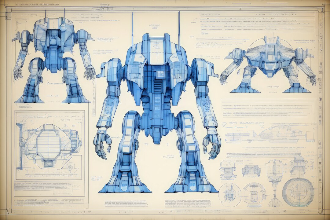 Robomech Blueprint 2 Downloadable JPEG Wall Art Print - Etsy