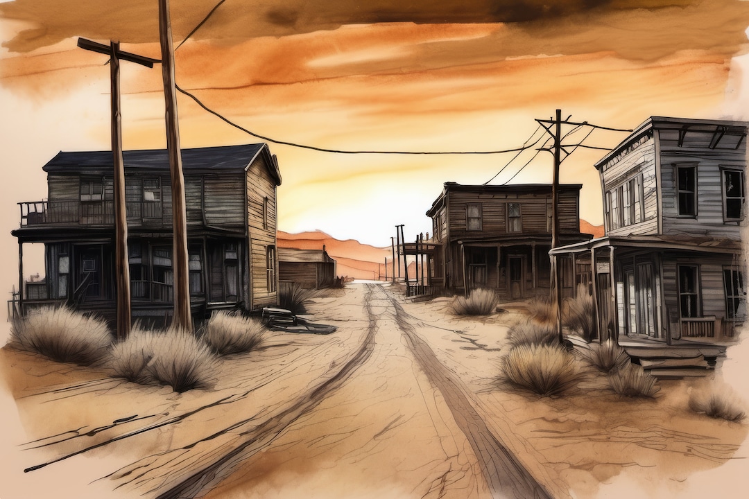 Ghost Town Watercolor Painting 6 | Western Wall Art | Digital Download ...