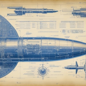 Rocketship Blueprint 1 | Downloadable JPEG Wall Art Print - Etsy