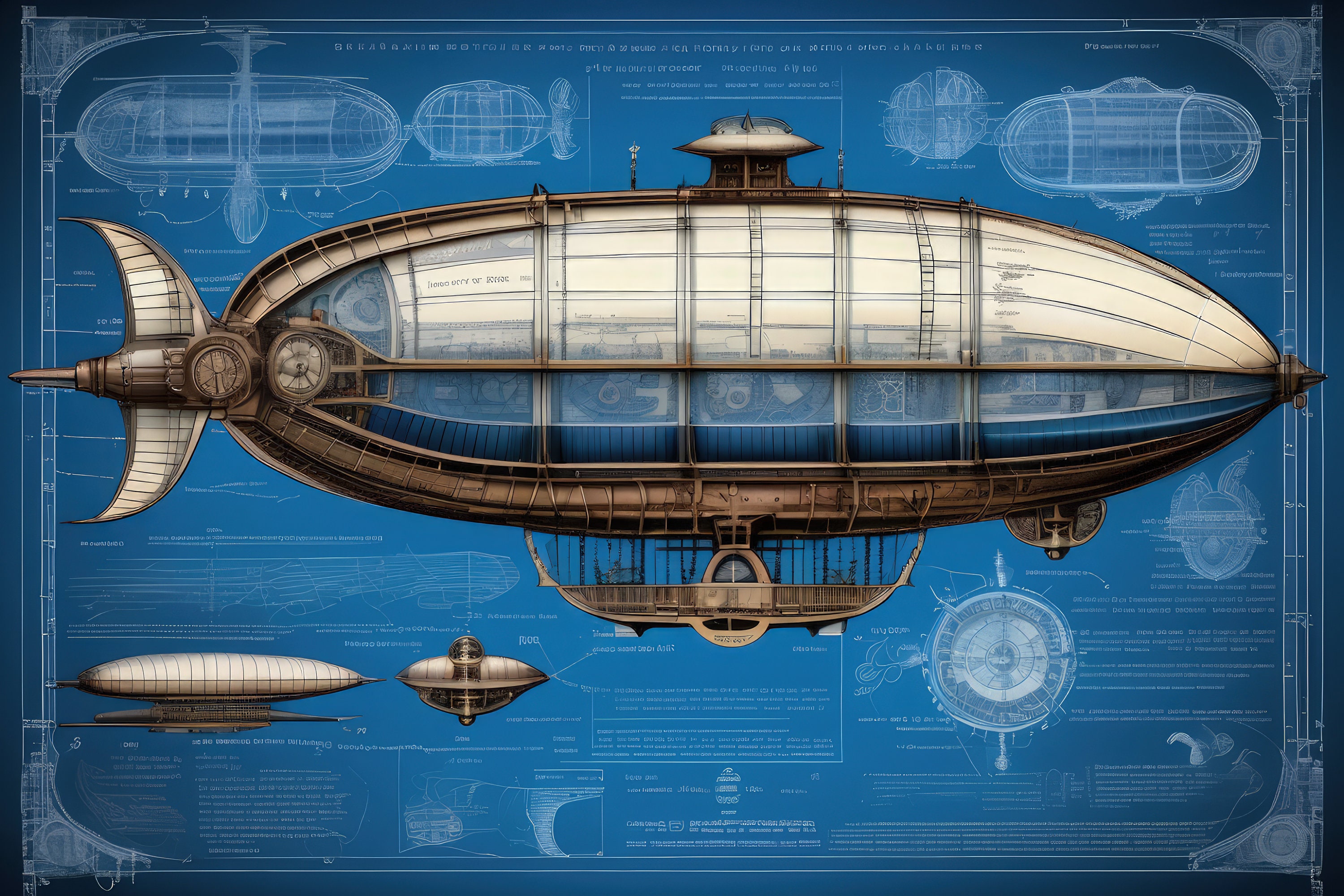 Airship Blueprint Downloadable JPEG Wall Art Print - Etsy