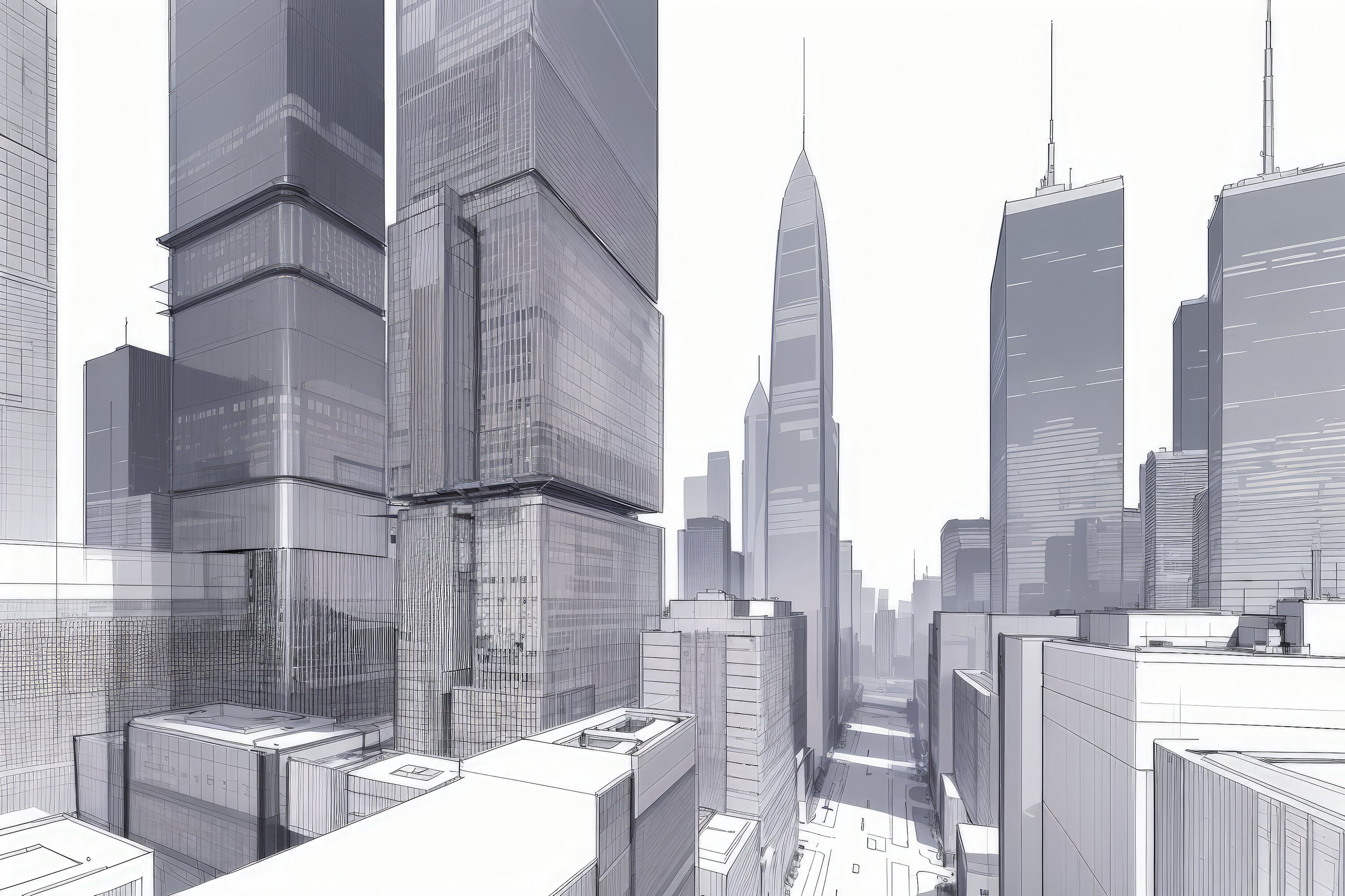 Sketch City Drawing 5 | City Wall Art | Downloadable JPEG Wall Art ...