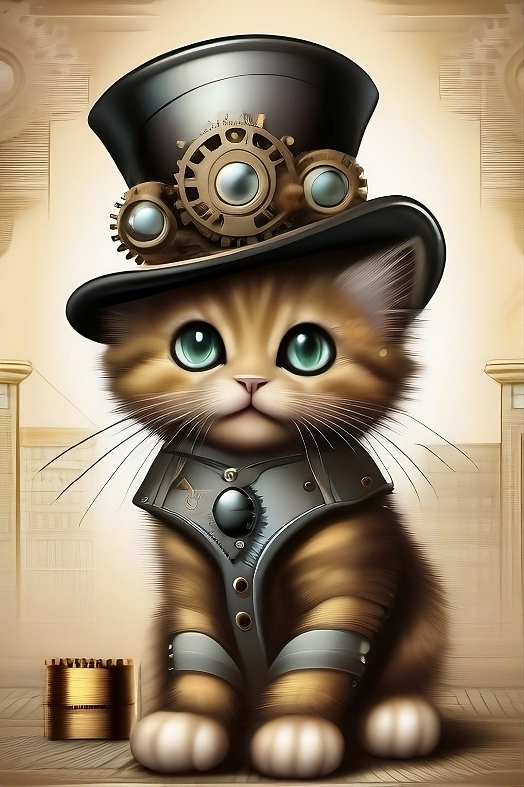 Steampunk Cat 2 Downloadable JPEG Printable Wall Art Decor - Etsy
