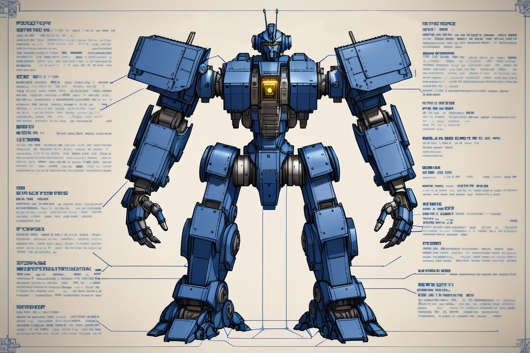 Robomech Blueprint 3 | Downloadable JPEG Wall Art Print - Etsy