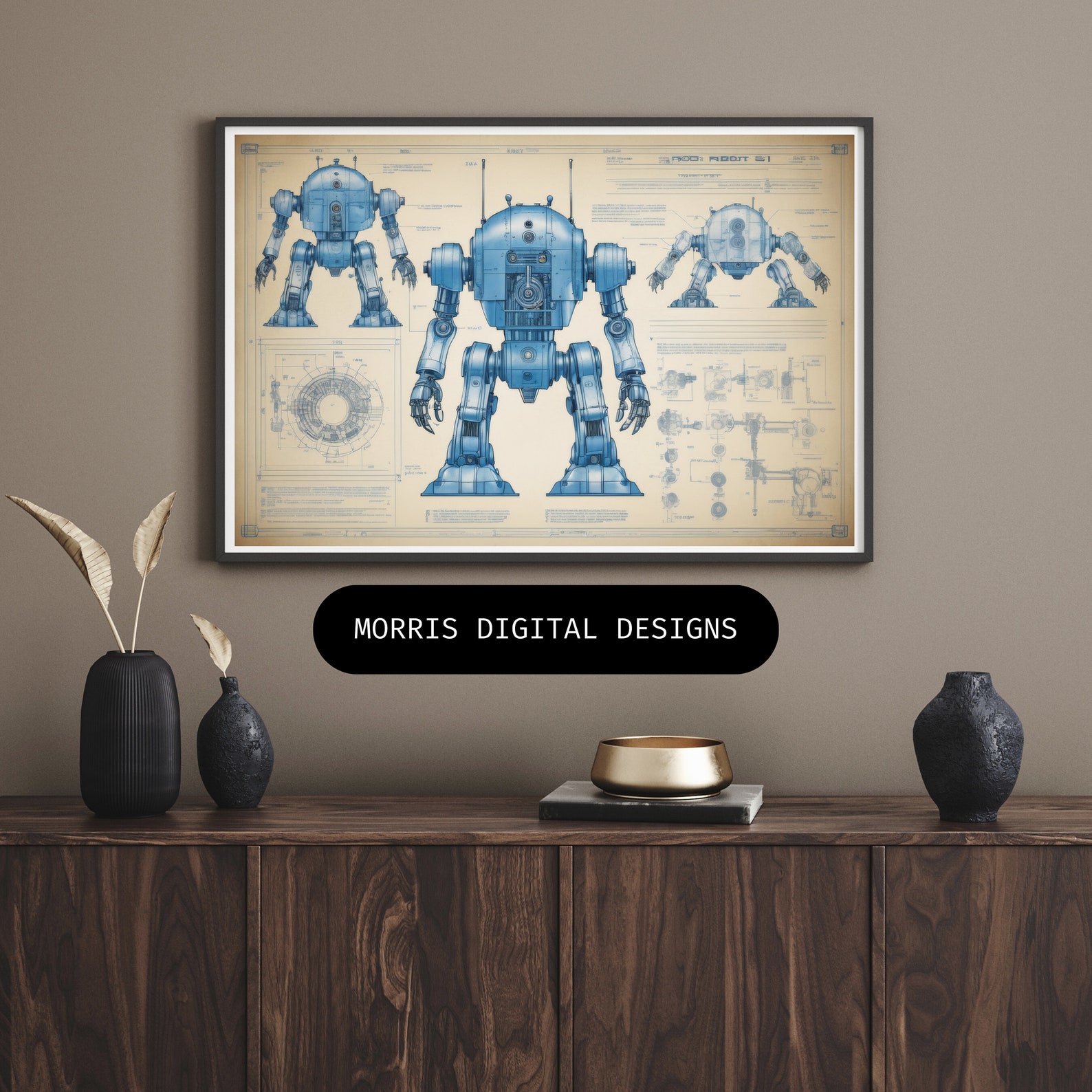 Robomech Blueprint 2 | Downloadable JPEG Wall Art Print - Etsy
